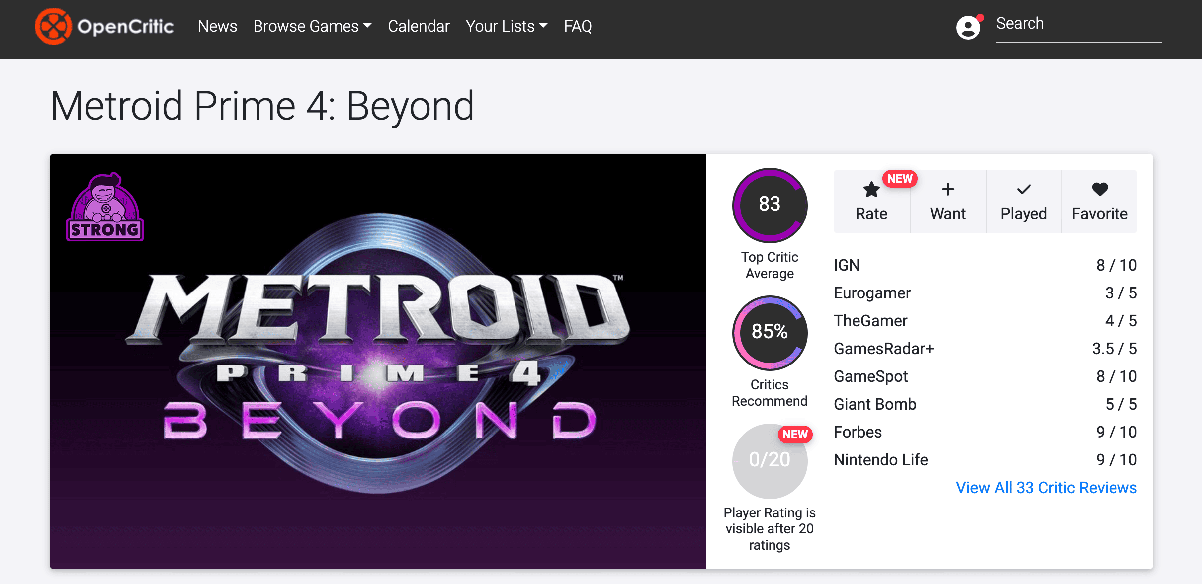 Metroid Prime 4: Beyond recibe sus primeras calificaciones en OpenCritic y MetaCritic – Andrenoob